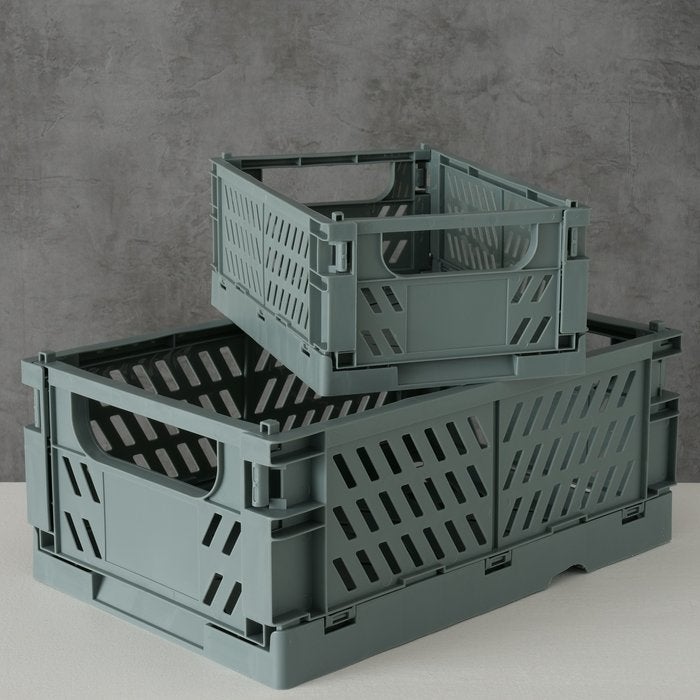 Grey Folding Storage Crates : Set of 2 | &Quirky