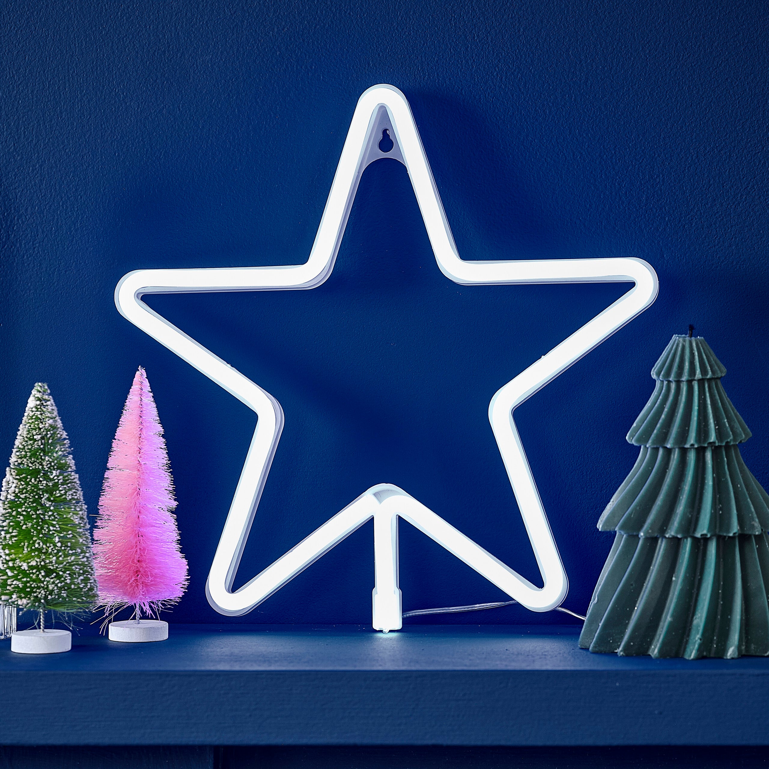 Large White Light Up Christmas Star Neon Light | &Quirky